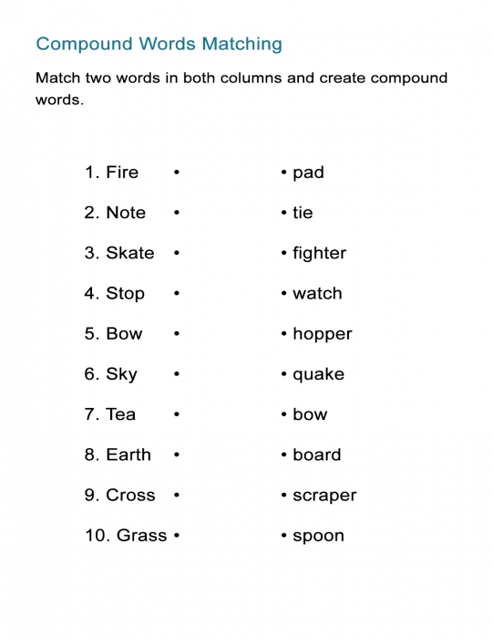 Compound Words For Kids The Matching Game Worksheet ALL ESL Compound Words For Kids The Matching Game Worksheet ALL ESL
