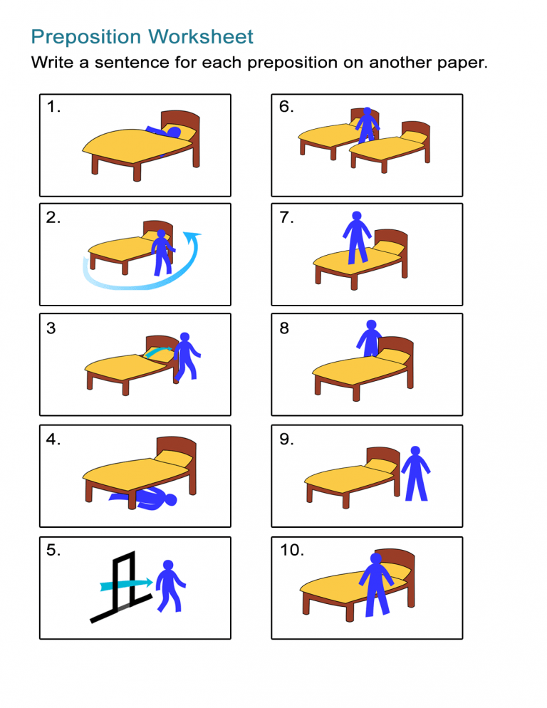 Prepositions Of Place Worksheet Write A Sentence Expressing Location